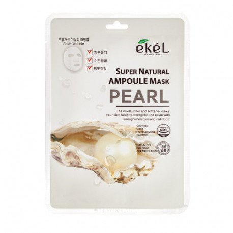 Ekel Super Natural Ampoule Mask Pearl Lakštinė veido kaukė su perlų ...
