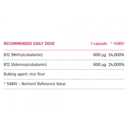 Ecosh Vitamin B12 Bioaktyvus vitaminas B12 1200µg 90 kapsulių