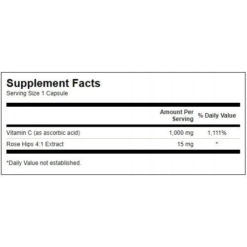 SWANSON Vitamin C with Rose Hips 1000 mg Vitaminas C su Erškėčių ekstraktu 30 kapsulių